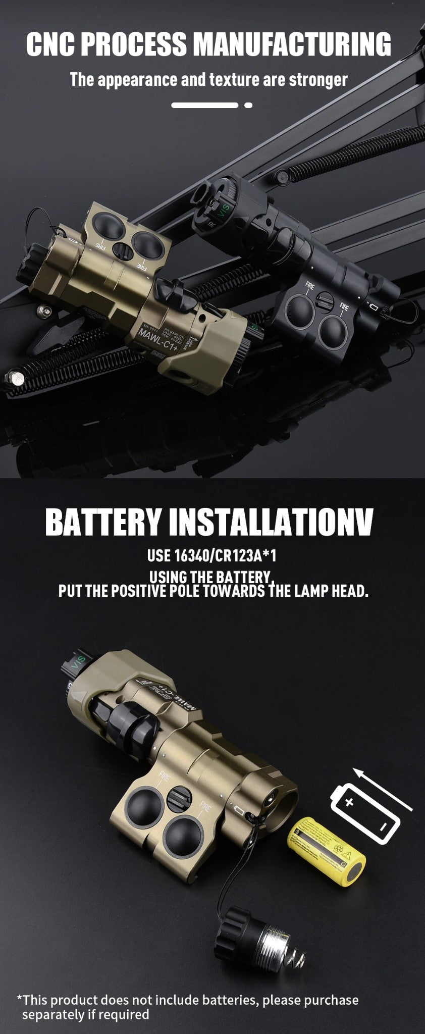 WADSN Metal MAWL C1 Visible Laser / IR Pointer light / White Light Module - BK | APEXTAC GEAR