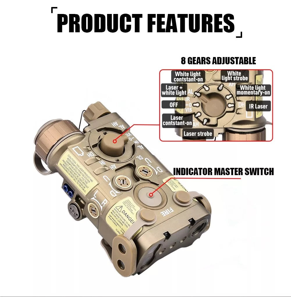 WADSN METAL NGAL Integrated Laser IR Pointer / LED Light Aiming Device ...