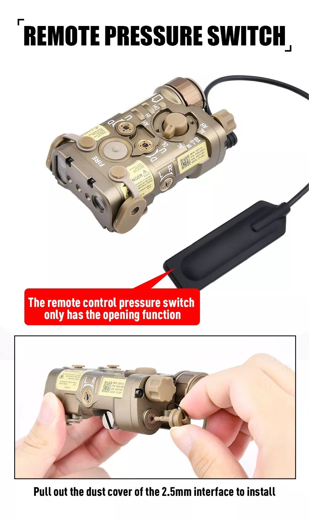 WADSN METAL NGAL Integrated Laser IR Pointer / LED Light Aiming Device ...