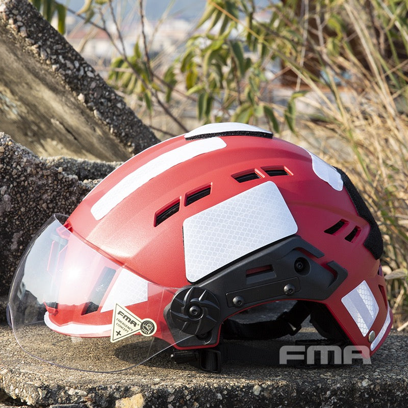 FMA EX SAR Helmet Recuse Training Outdoor Helmet with Visor - RED ...