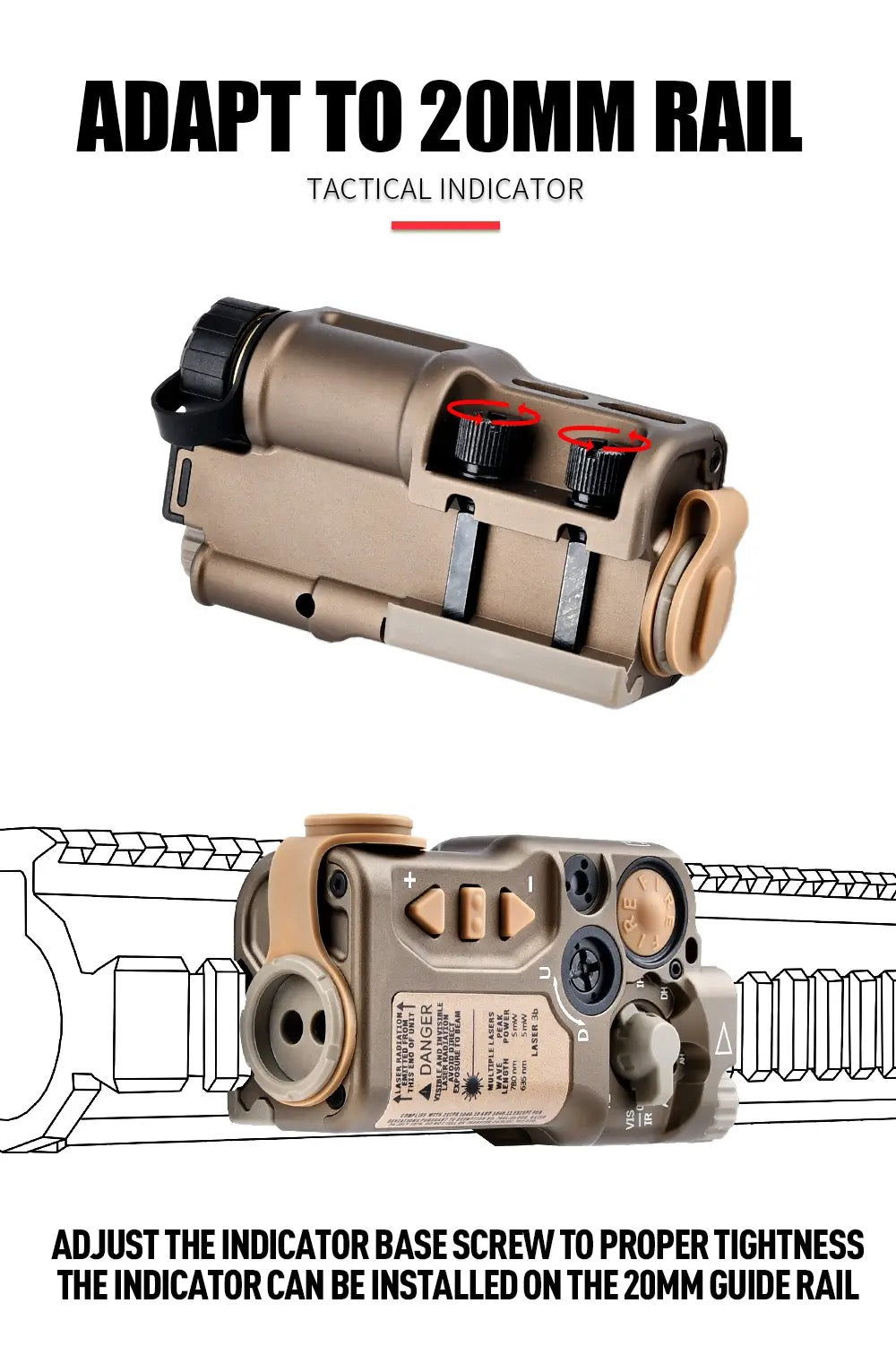 WADSN RAID X Visible Laser + IR Laser Aiming Device with Strobe Functi ...