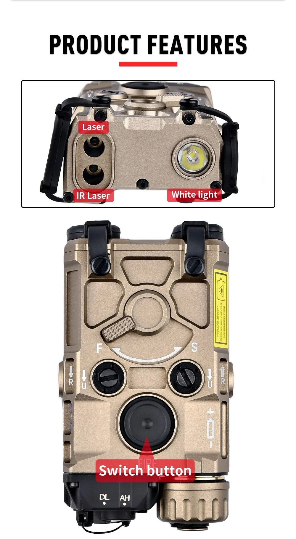 WADSN ET OGL Laser IR Pointer / LED Flashlight Aiming Device (Aluminium ...